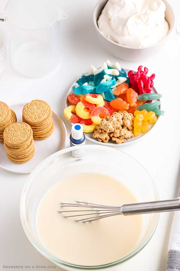 Sand pudding cups - festive swimming pudding cups