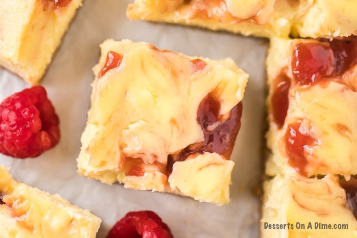Raspberry Cheesecake Bars - Desserts on a Dime