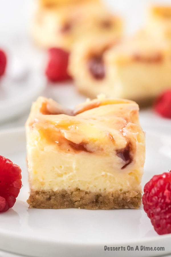 Raspberry Cheesecake Bars - Desserts on a Dime