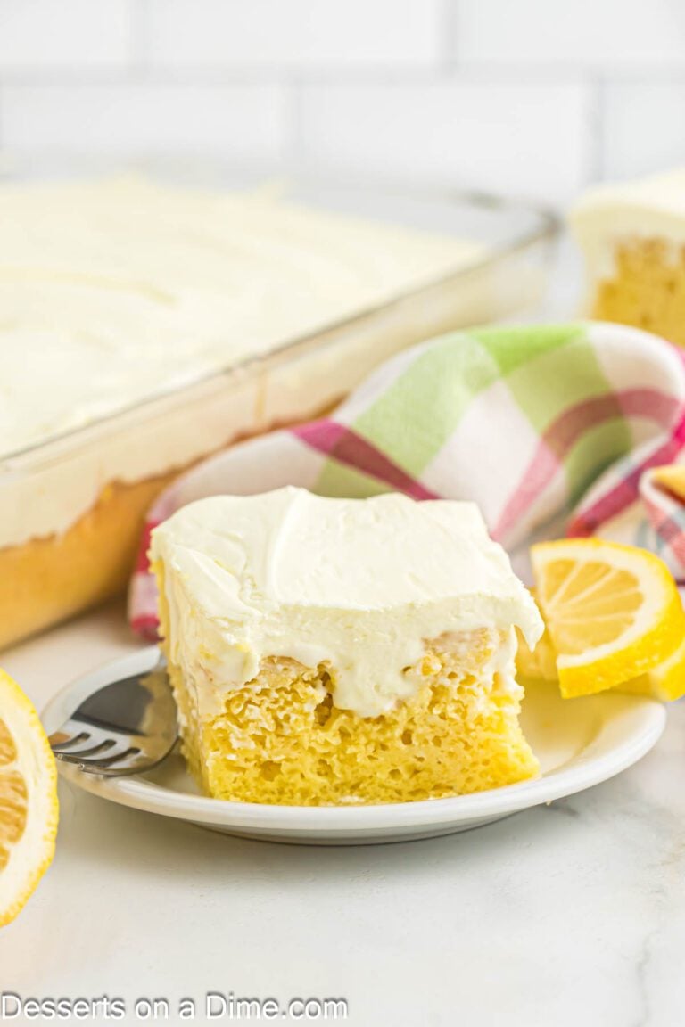 Lemon Poke Cake - Desserts on a Dime