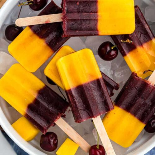 Cherry Mango Popsicles - Only 4 ingredients