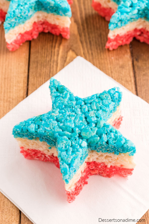 Patriotic Star Rice Krispie Treats - Easy No Bake Recipe