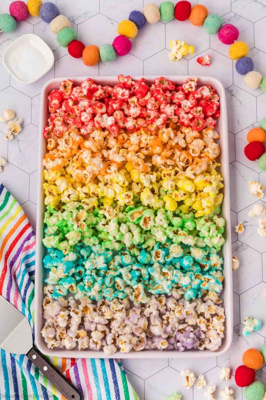 Rainbow Popcorn - Desserts on a Dime