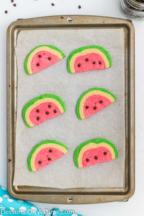 Watermelon Cookies - Desserts on a Dime