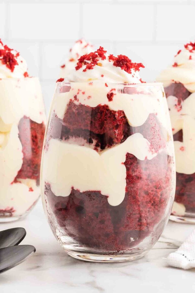 Red Velvet Trifle Cups - Desserts on a Dime