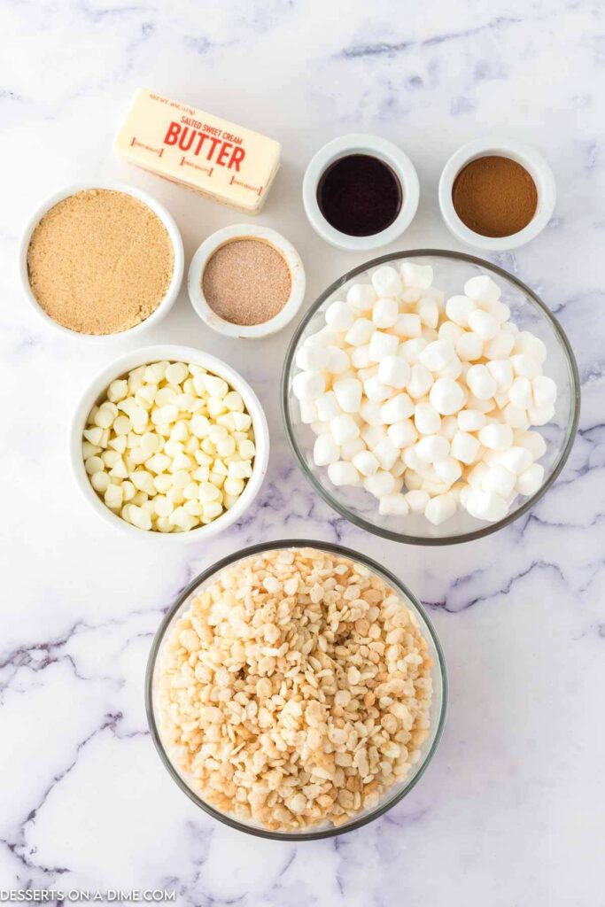 Cinnamon Roll Rice Krispie Treats - Desserts on a Dime