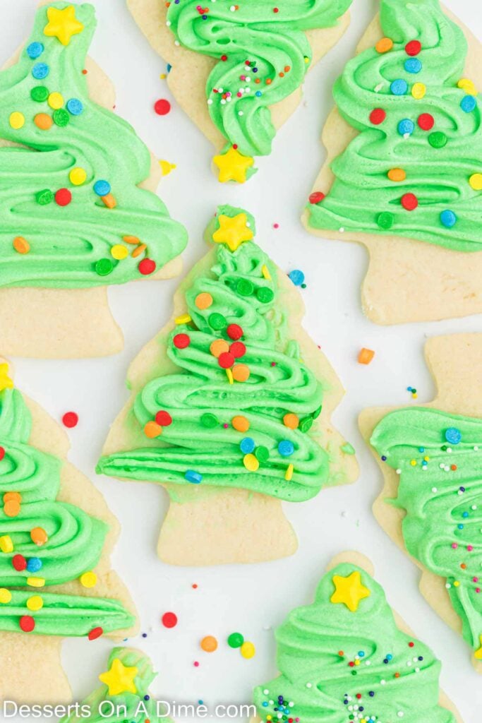 Christmas Tree Sugar Cookies - Desserts on a Dime