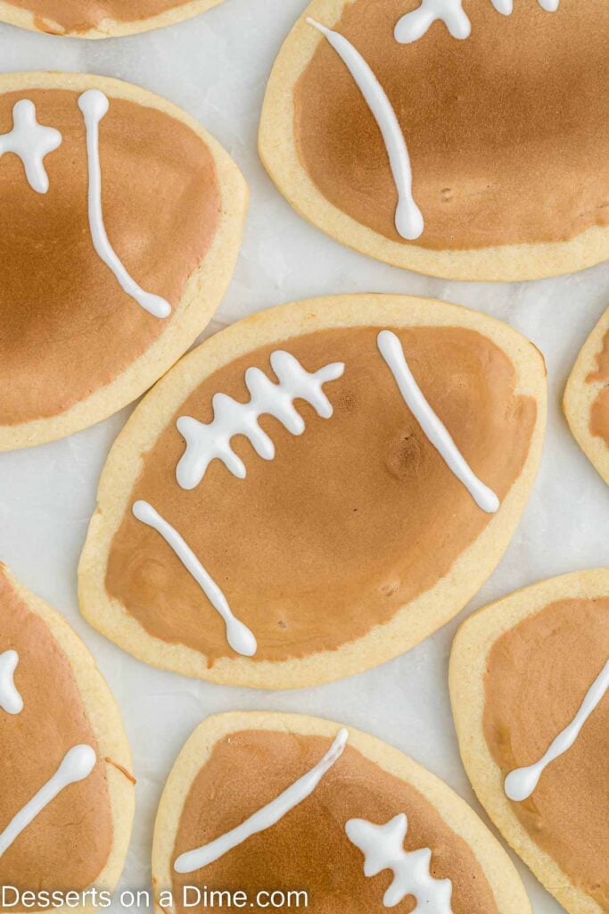 Football Sugar Cookies - Desserts On A Dime