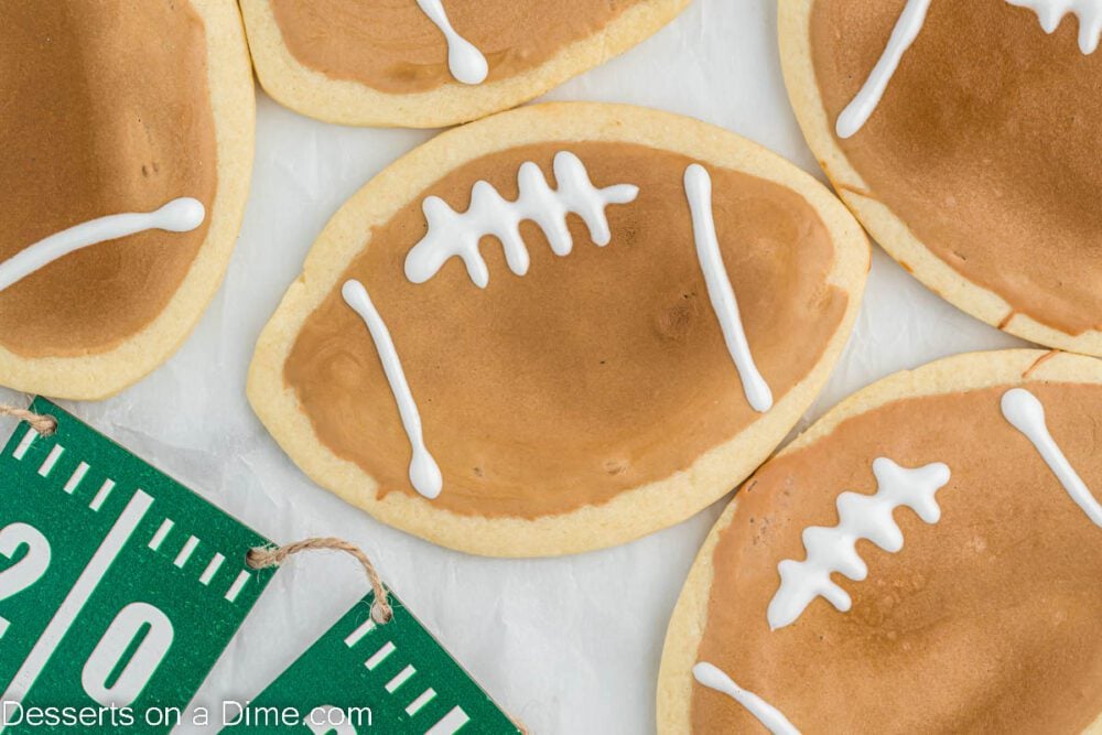 Football Sugar Cookies - Desserts On A Dime