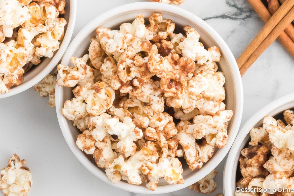 Cinnamon Sugar Popcorn Recipe - Desserts on a Dime
