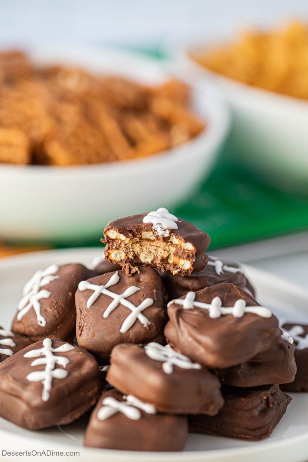 Football Chocolate Covered Pretzel Cookies - Desserts on a Dime