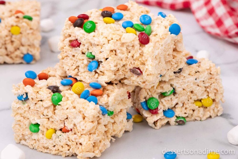M&M Rice Krispie Treats - Desserts on a Dime