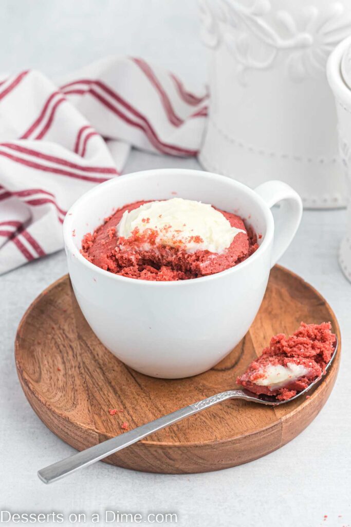 Red Velvet Mug Cake - Desserts on a Dime
