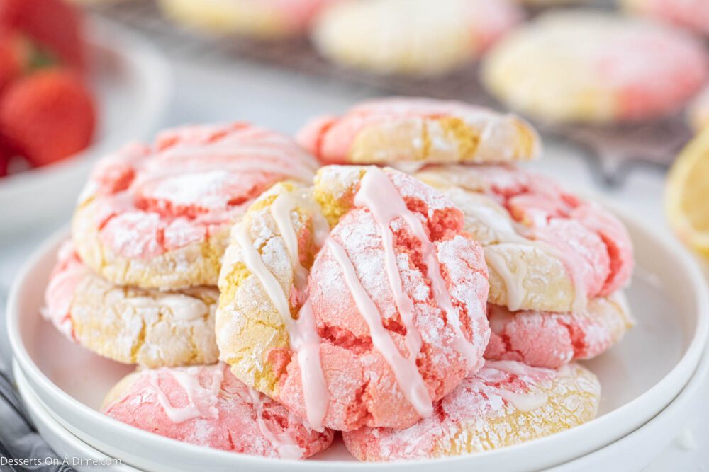 Strawberry Lemonade Cookies - Desserts on a Dime