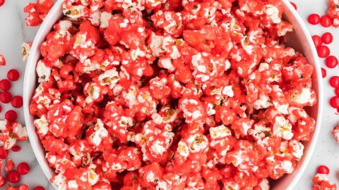 Red Hot Cinnamon Popcorn - Cinnamon Popcorn with Red Hots