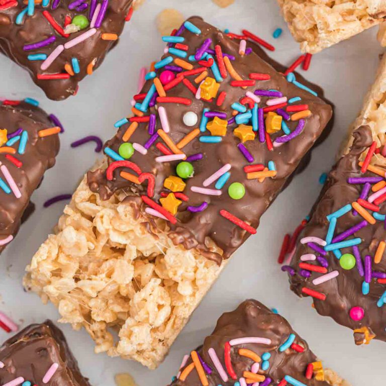 Chocolate Dipped Rice Krispie Treats - Desserts on a Dime