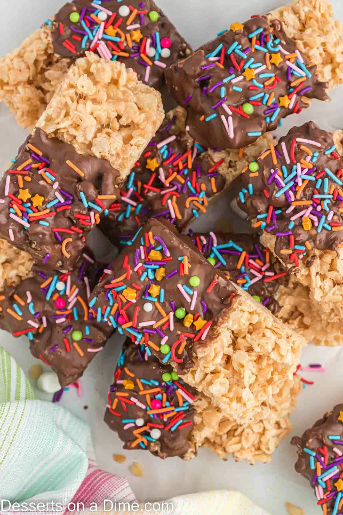 Chocolate Dipped Rice Krispie Treats - Fun and Festive Recipe