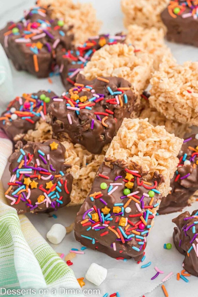 Chocolate Dipped Rice Krispie Treats - Fun and Festive Recipe