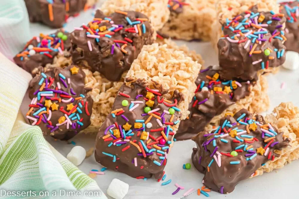 Chocolate Dipped Rice Krispie Treats - Fun and Festive Recipe