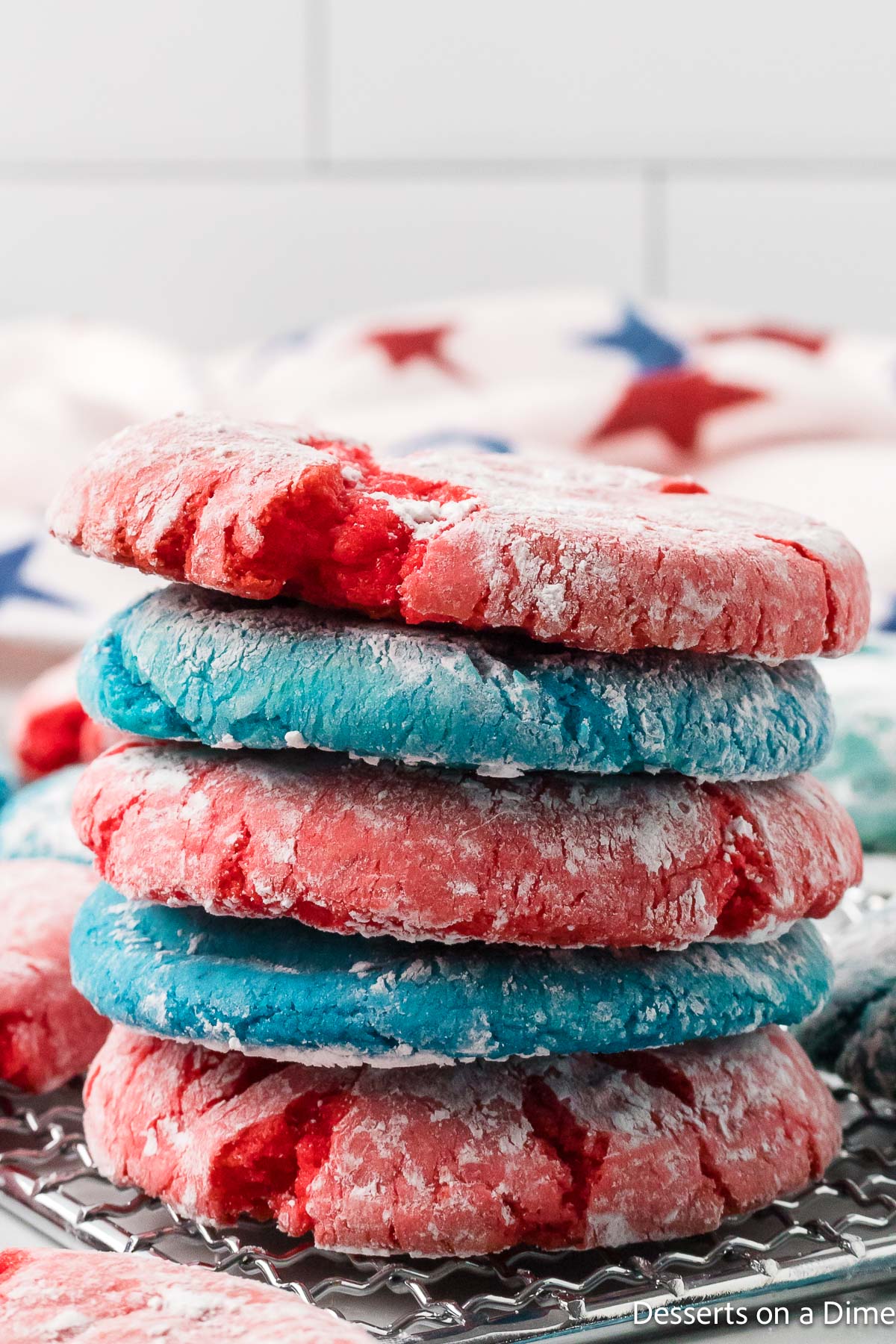 Red White and Blue Cake Mix Cookies - Desserts on a Dime