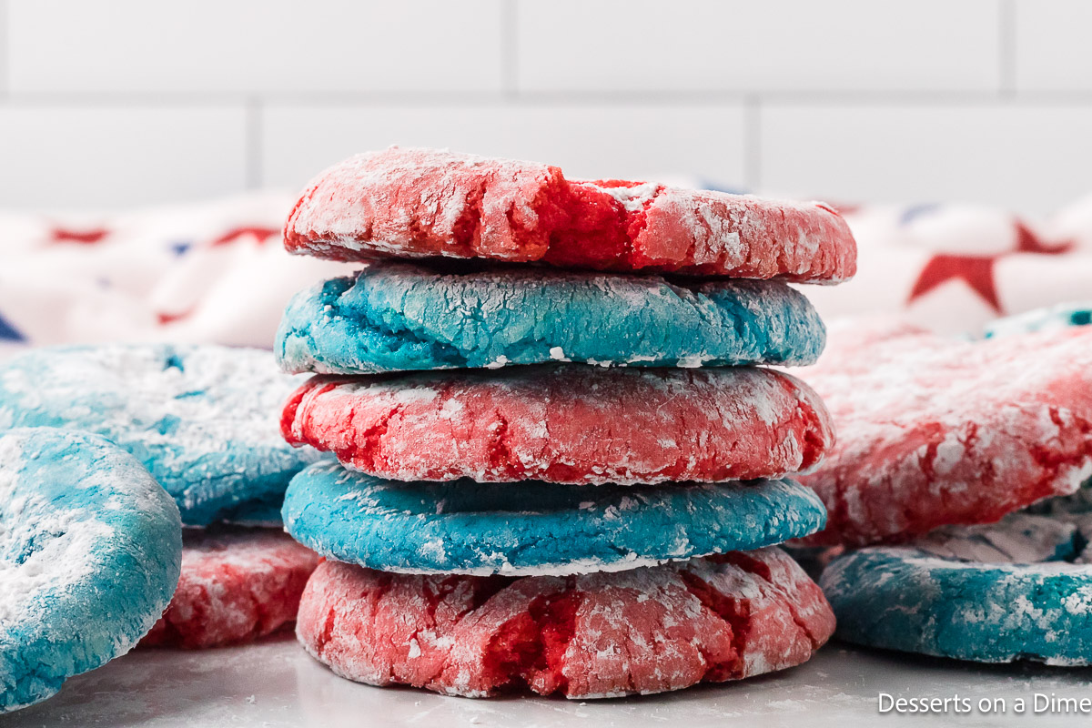 Red White and Blue Cake Mix Cookies - Desserts on a Dime