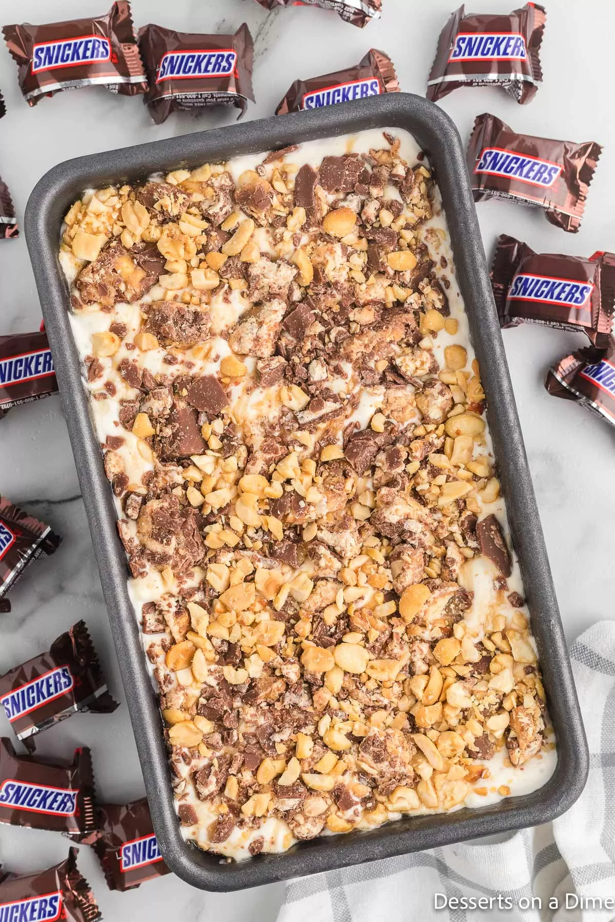 Snicker Ice Cream - No Churn Snicker bar Ice cream recipe