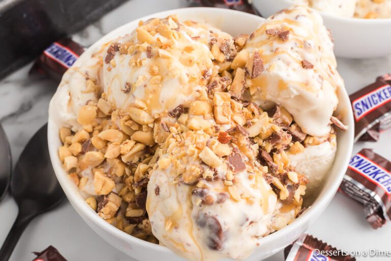 Snickers Ice Cream Recipe - Desserts on a Dime