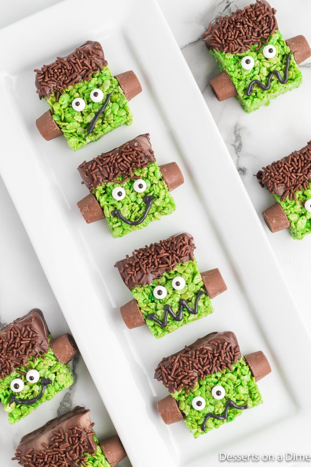 Frankenstein Rice Krispie Treats - Desserts on a Dime
