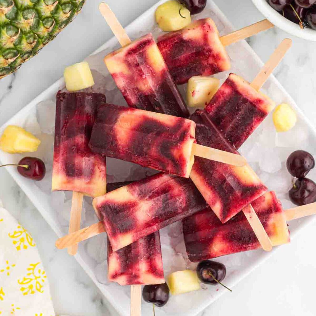 Cherry Pineapple Popsicles - 4 Ingredients