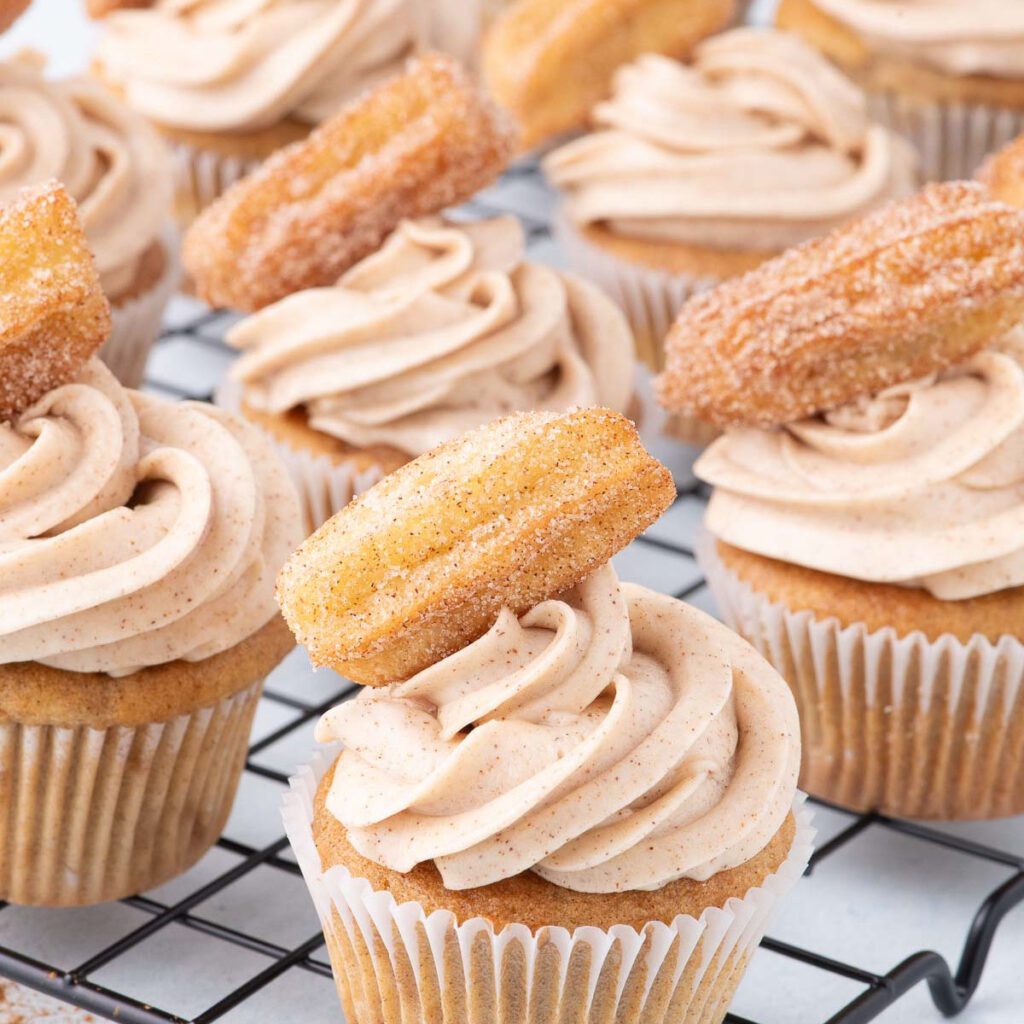 Churro Cupcakes - Desserts on a Dime