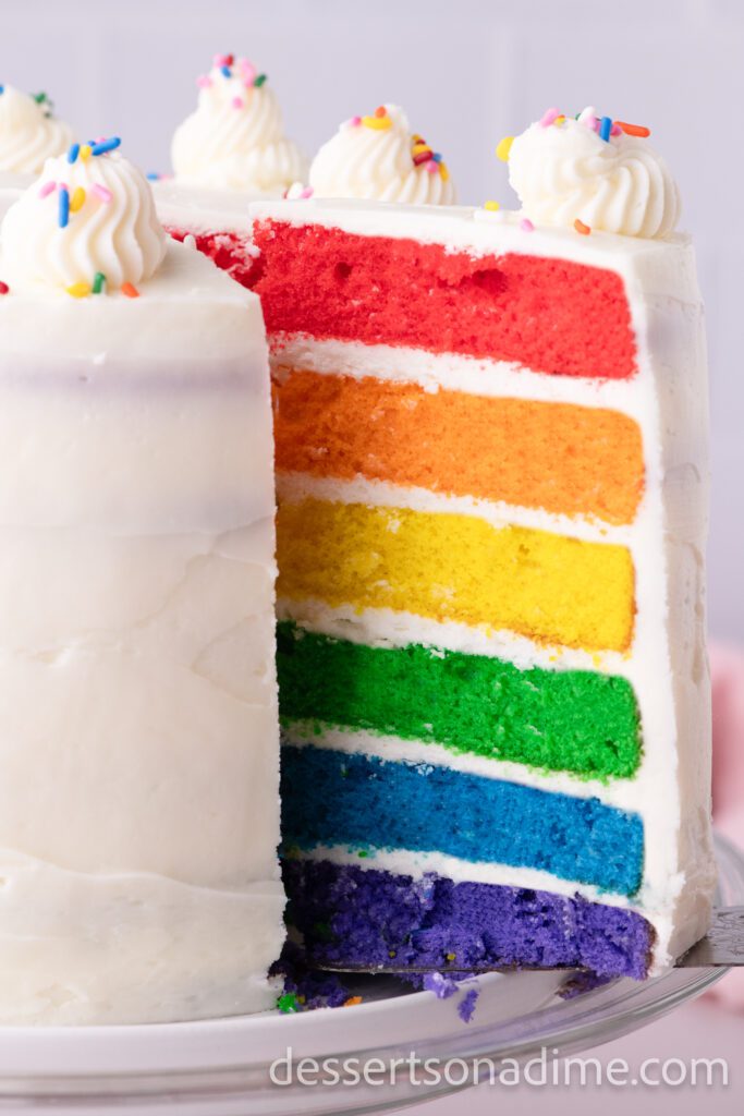 Rainbow Cake - Desserts on a Dime