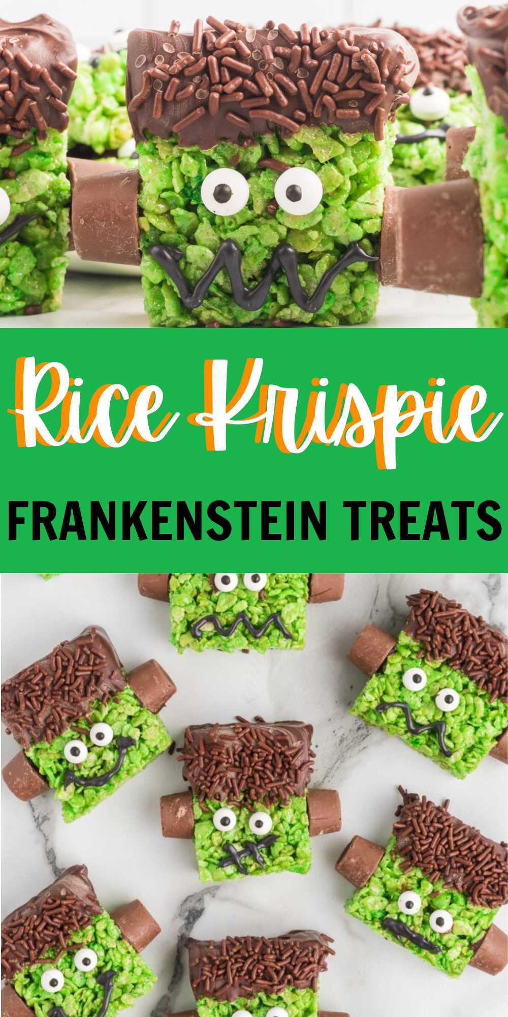 Frankenstein Rice Krispie Treats - Easy No Bake Treat