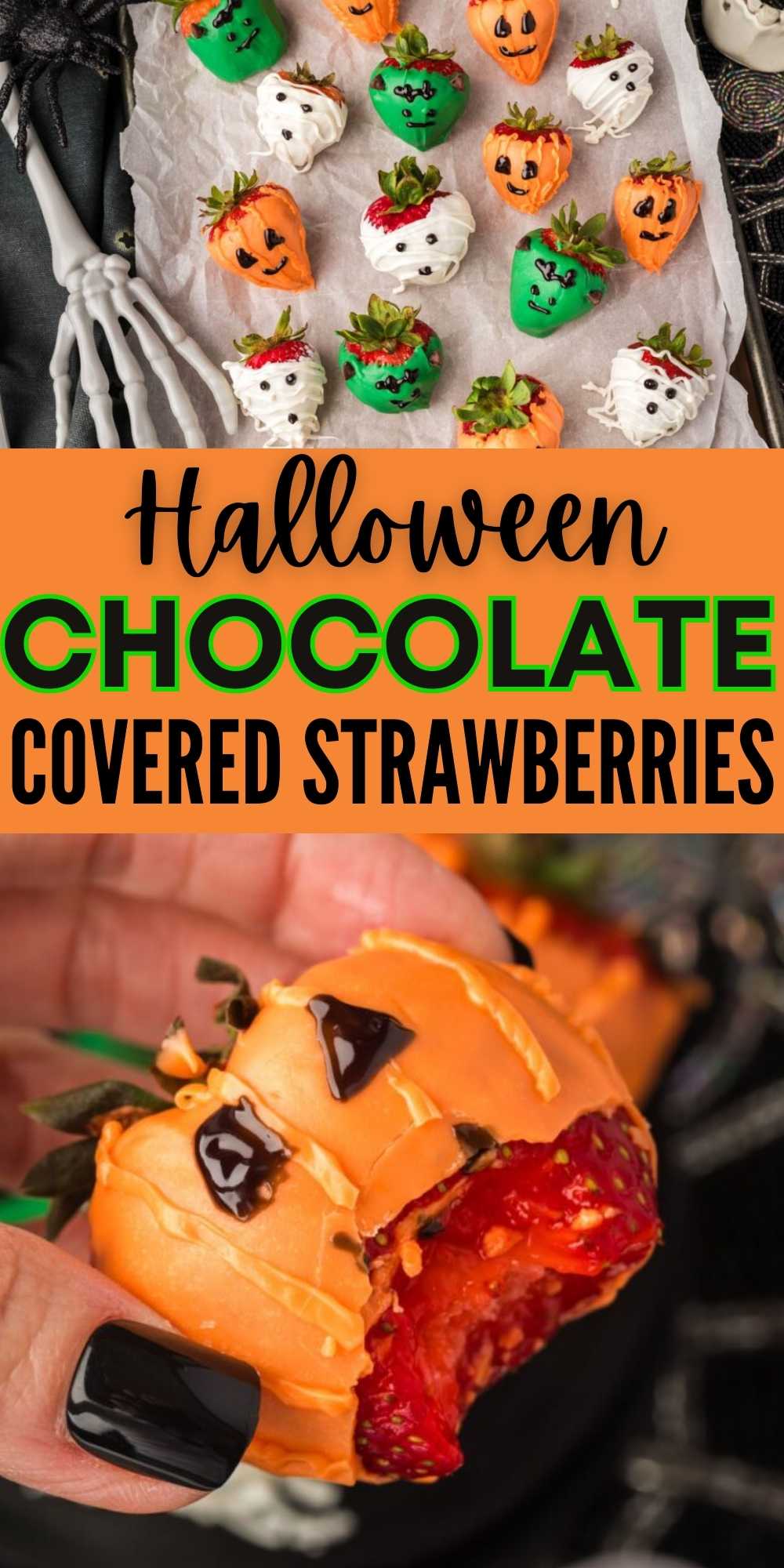 Halloween Chocolate Covered Strawberries - Desserts On A Dime