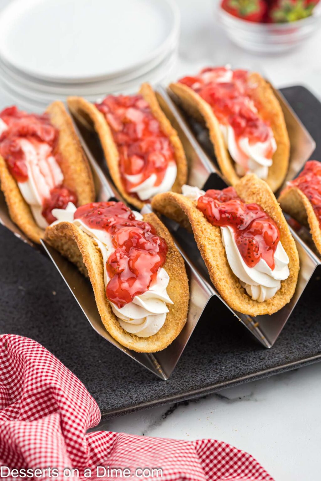Strawberry Cheesecake Tacos - Desserts on a Dime