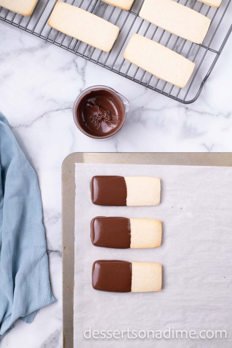 Chocolate Dipped Shortbread Cookies - Desserts on a Dime