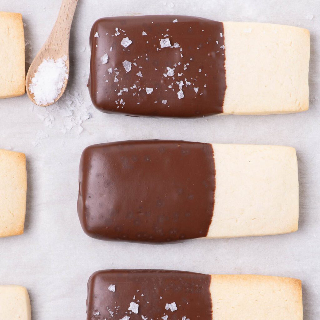 Chocolate Dipped Shortbread Cookies - Desserts on a Dime