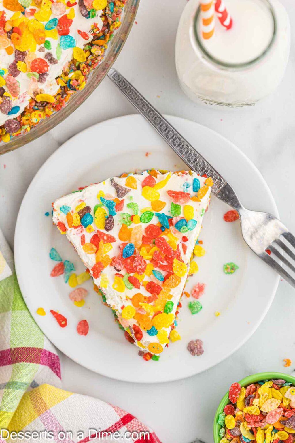 Fruity Pebbles Cheesecake - Desserts on a Dime