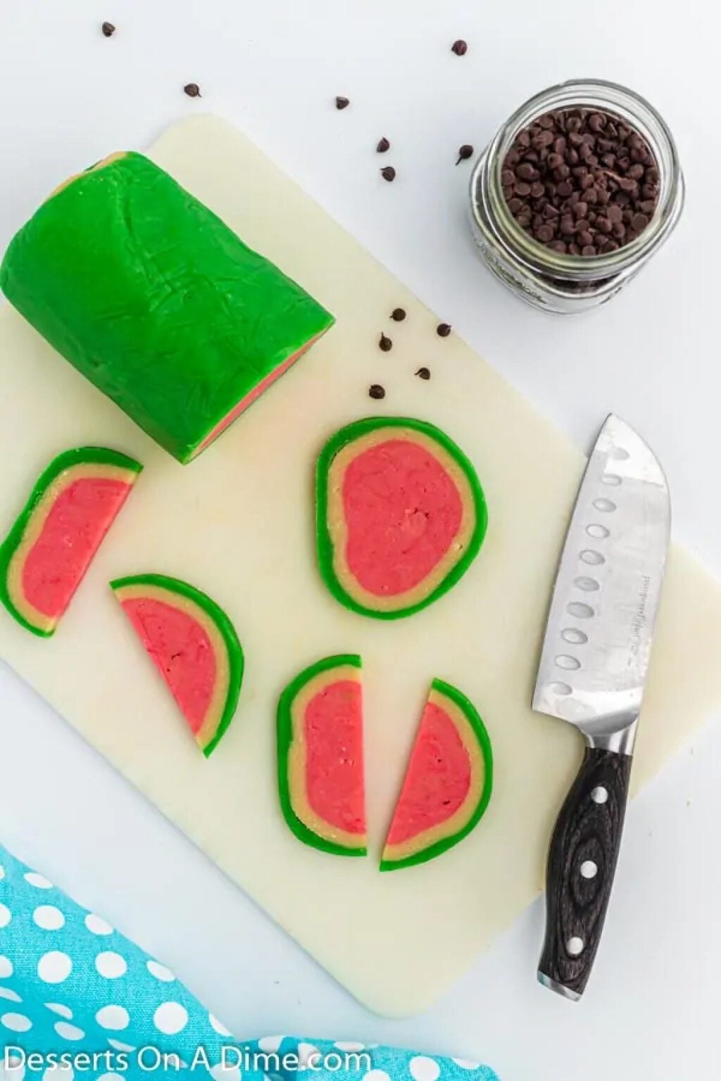 Watermelon Cookies - Desserts on a Dime