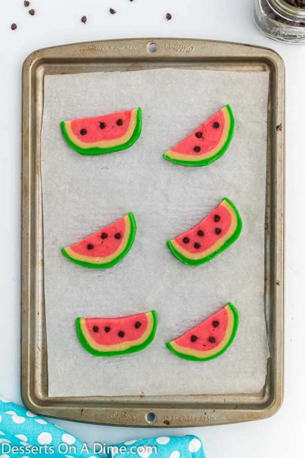 Watermelon Cookies - Desserts on a Dime