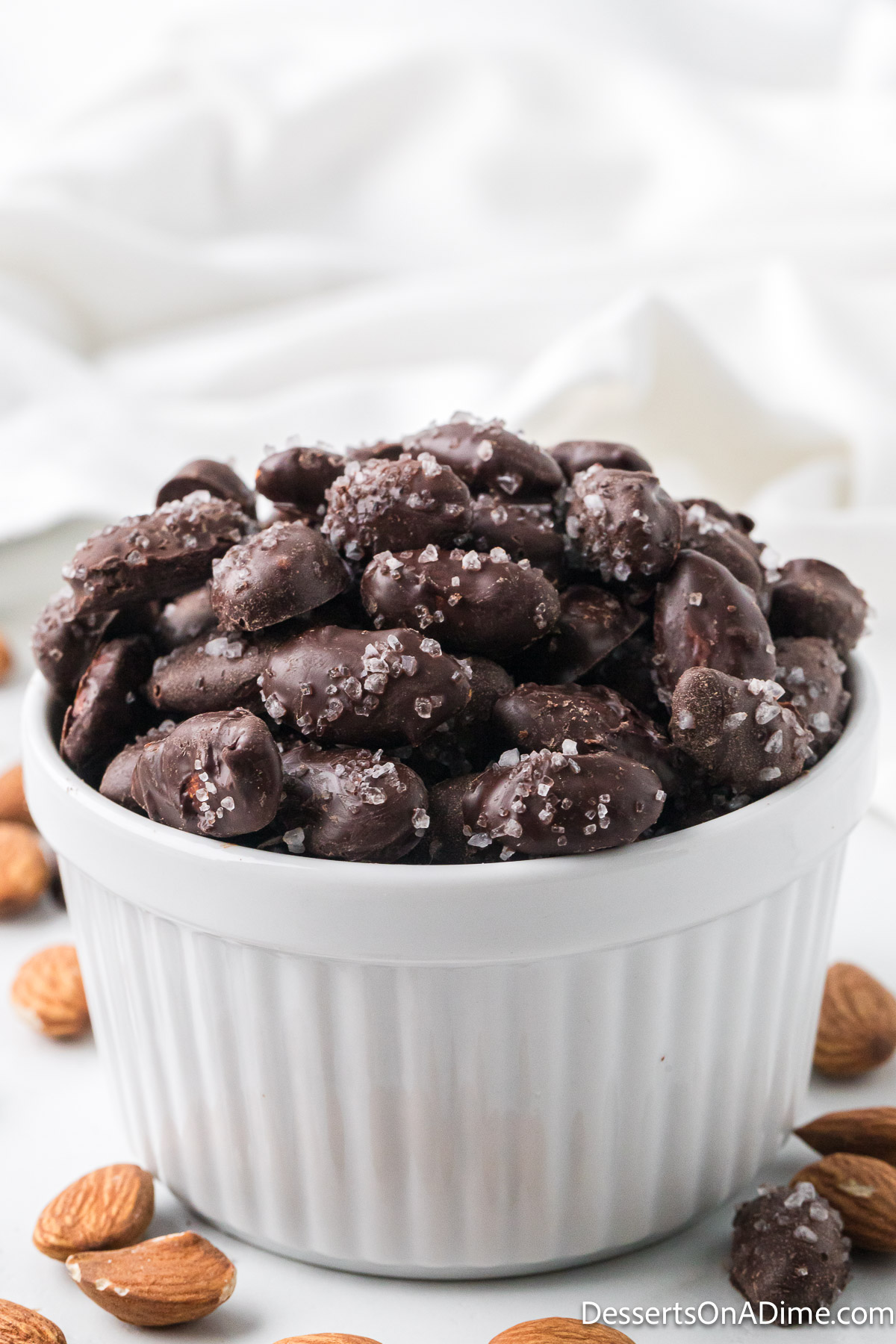 Dark Chocolate Covered Almonds - Desserts On A Dime