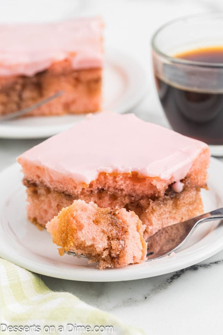 Strawberry Honey Bun Cake - Desserts on a Dime