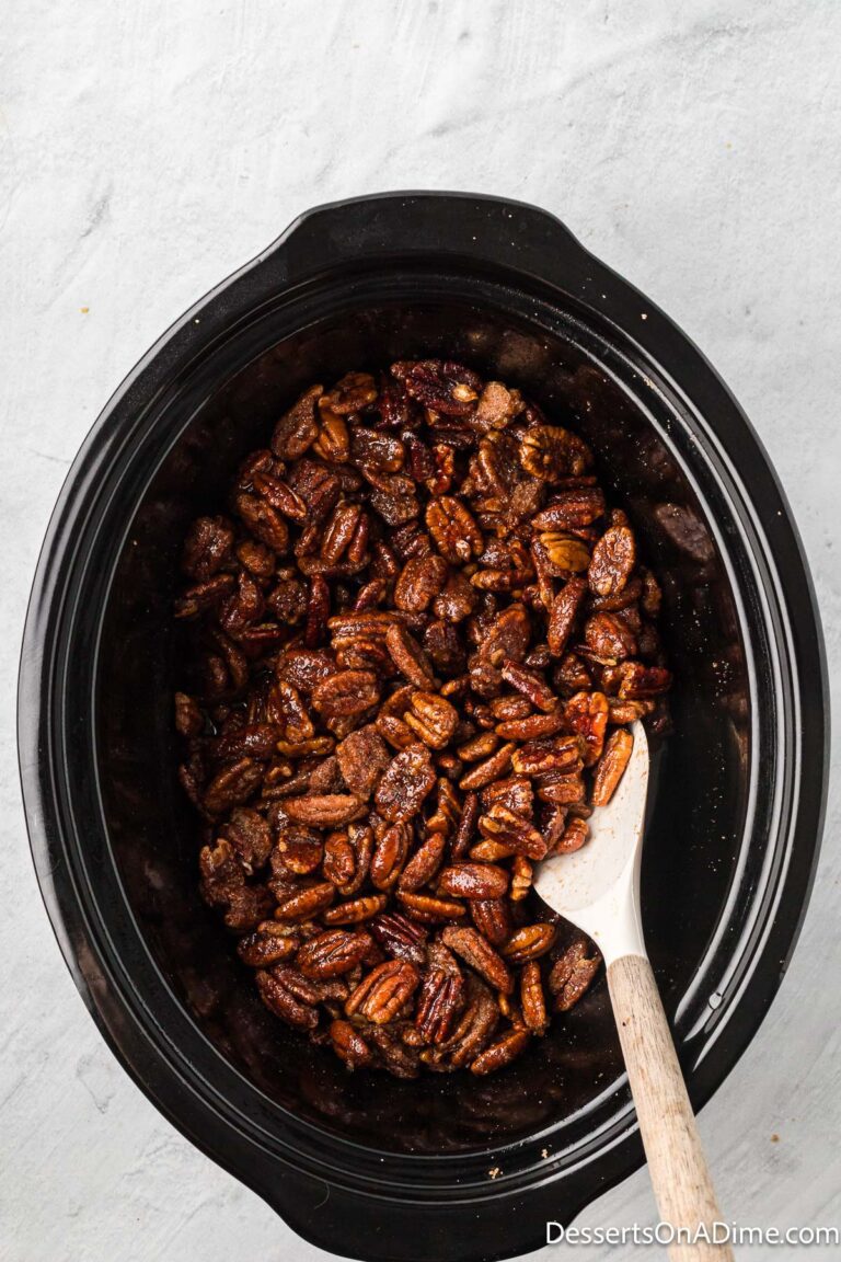 Slow Cooker Candied Pecans - Desserts on a Dime